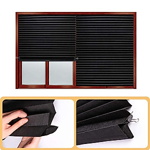 LUCKUP 1 Pack Cordless Blackout Pleated Fabric Shade, Easy to Cut and Install, with 2 Clips (48"x72" - 1 Pack, Black)