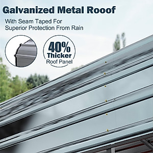 EROMMY 12x20 FT Metal Carport, 12' x 20' x 8.6' Heavy Duty Carport Canopy with Galvanized Metal Roof and Frame for Pickup, Boat, Car and Tractors