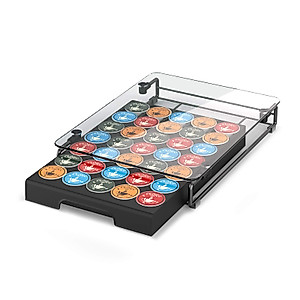 EVERIE Glass Top Coffee Pod Storage Organizer Drawer Holder Compatible with K Cup Pods, Holds 35 Pods, KP3501-BL