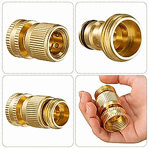 Gsinodrs Garden Hose Quick Connect Fittings, Brass Hose Quick Connectors, 3/4 Inch GHT Quick Connector Fittings, Leak Proof Water Hose Male Female Adapters, 2 Sets with 4 Rubber Gaskets