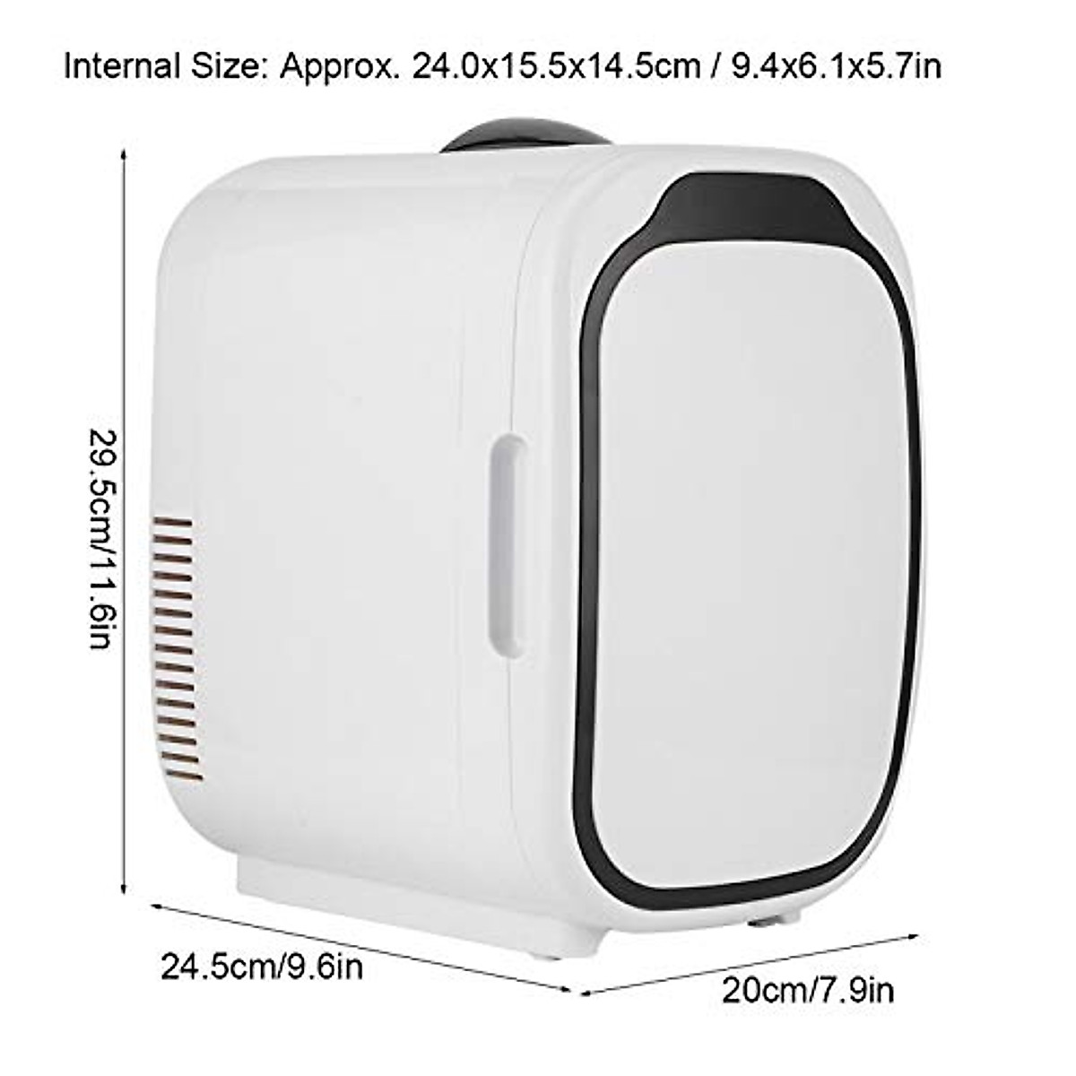 HUANGXING - Mini Fridge, 6 Liter AC DC Portable Electric Cooler and Warmer Silent Cosmetics Refrigerator Compact Personal Beauty Makeup Skincare Fridge for Skincare Bedroom Travel Car Dorm Foods(US)