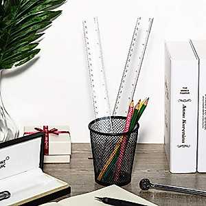 12 Inch Plastic Ruler Clear Ruler School Ruler with Inches and Metric Measuring Tool for Classroom, Home or Office (36 Packs)