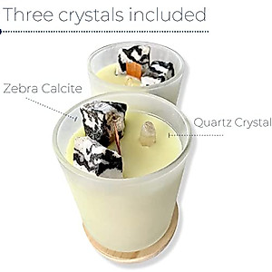 Zebra Calcite Soy Wax Crystal Candle (Natural) | Relaxing Scented Candle | 8 oz (Nectarine & Honey)