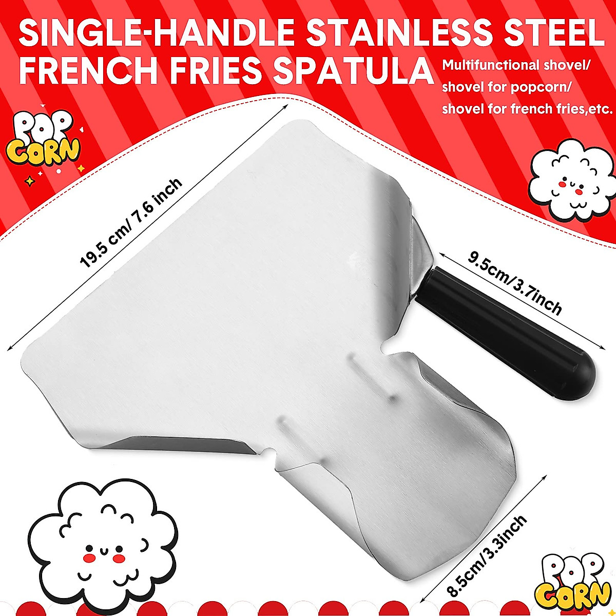 602 Popcorn Machine Supplies Set Sifting Speed Stainless Steel Popcorn Scoop Popcorn Salt Shaker 600 Pcs 2 Styles 1 oz Popcorn Bags Seasoning Dredge with Handle for Home Kitchen Theater Movie Tool