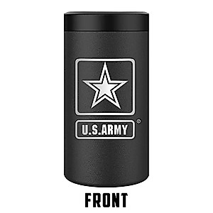 Army 4 in 1 Insulated Can Cooler, Stainless Steel Double-Walled Insulator for 12 oz Standard or Skinny Slim Cans, 12 Oz Beer Bottles & Mixed Drinks – Gifts for Soldiers