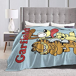 MKJIH Garfield Cartoon Cat Flannel Throw Blanket.Micro Fleece and Luxury Warm Blanket for Bed Sofa Travel Four Seasons Blanket .50 X 40 in