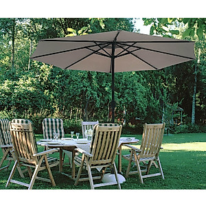 ontheway 11FT Patio Umbrella with 8 Ribs and Rust-Resistant Frame and Crank, UV Protection Outdoor Table Umbrella (Beige, 11FT)