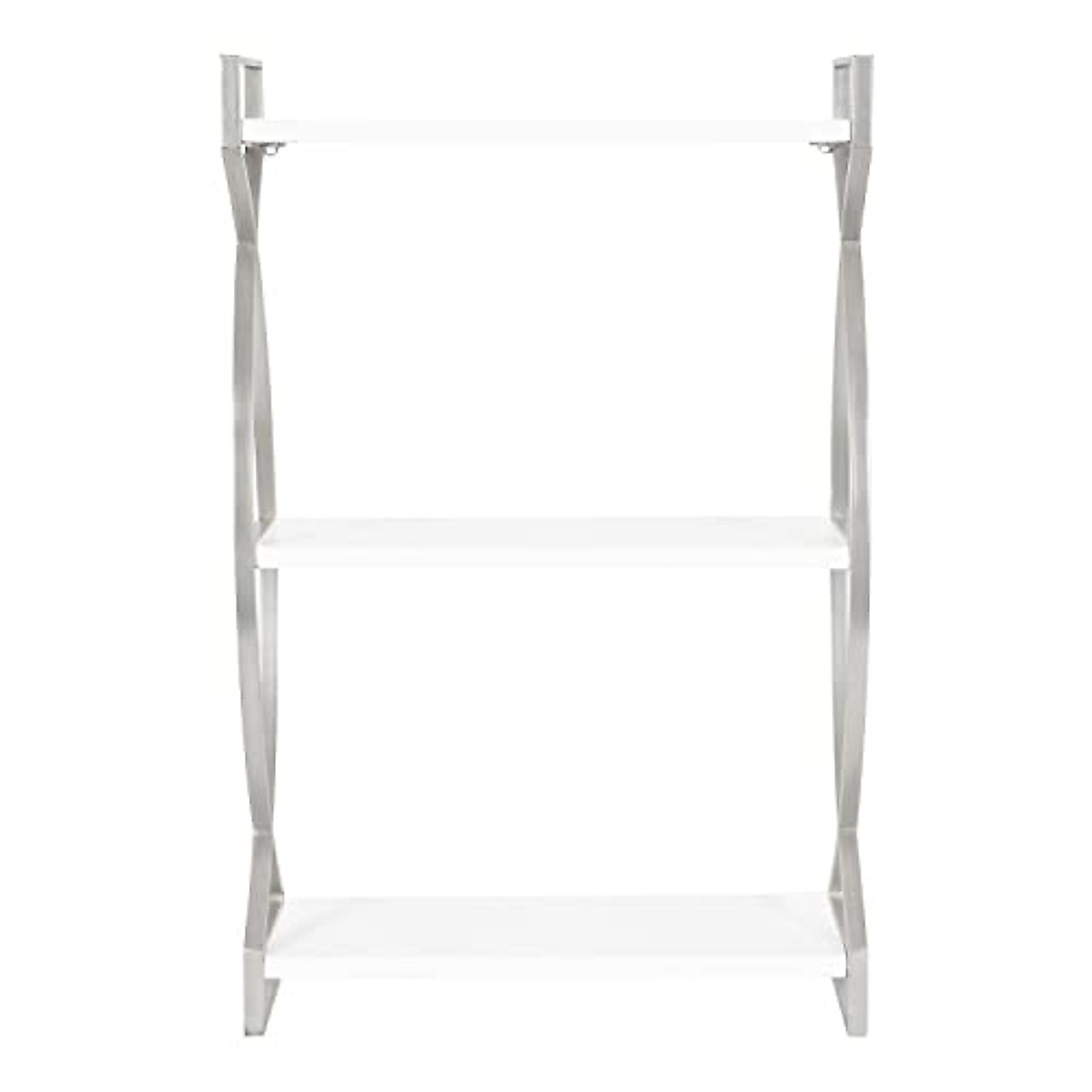 Kate and Laurel Arietta Modern Glam 3-Tier Wood and Metal Shelf, 18 x 7 x 28, White and Silver, Chic Contemporary Storage and Decor