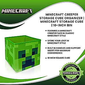 Minecraft Creeper Storage Cube Organizer Storage Cube | Creeper from Cubbies Storage Cubes | Organization Cubes | 10-Inch Square Bin