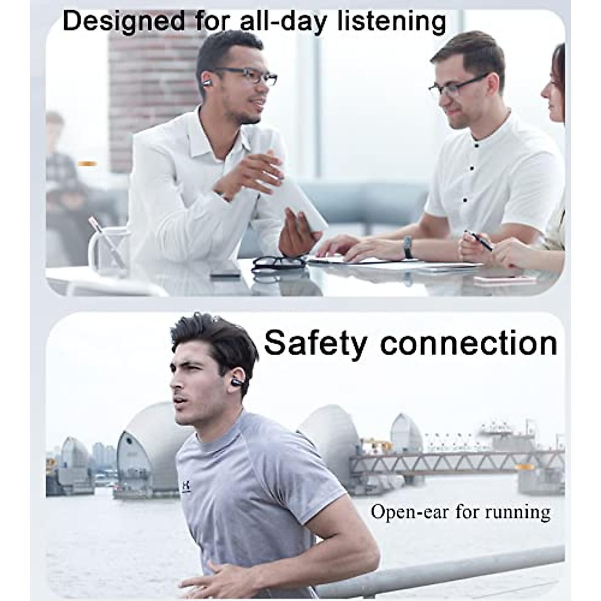 Open Ear Bone Conduction Earbuds Clip On Head Set Wireless Ear Clip Bone Conduction Headphones Headset Cycling Running Workout Earbuds Bluetooth Bone Conducting Induction Earphones Headphone