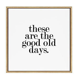 Kate and Laurel Sylvie Good Old Days Framed Canvas Wall Art by Maggie Price of Hunt and Gather Goods, 22x22 Natural, Modern Farmhouse Wall Décor