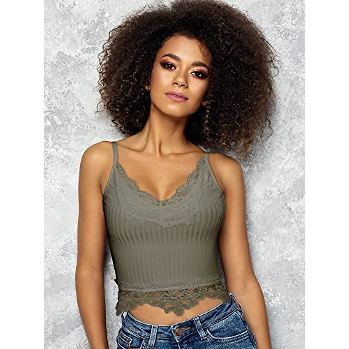 Newcotte 6 Pcs Lace Patchwork Tank Top Y2k Fairy Grunge Lace Ribbed Knitted Crop Top for Girls Women(X-Large,Classic Color)