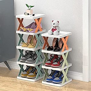 ORIJOYNA 3 Layers Multi-Purpose Storage Rrack,Expandable Cabinet Stacked Layered Rack,Bookshelf Plastic Square Organizer Perfect for Home,Office,Bedroom (Green)