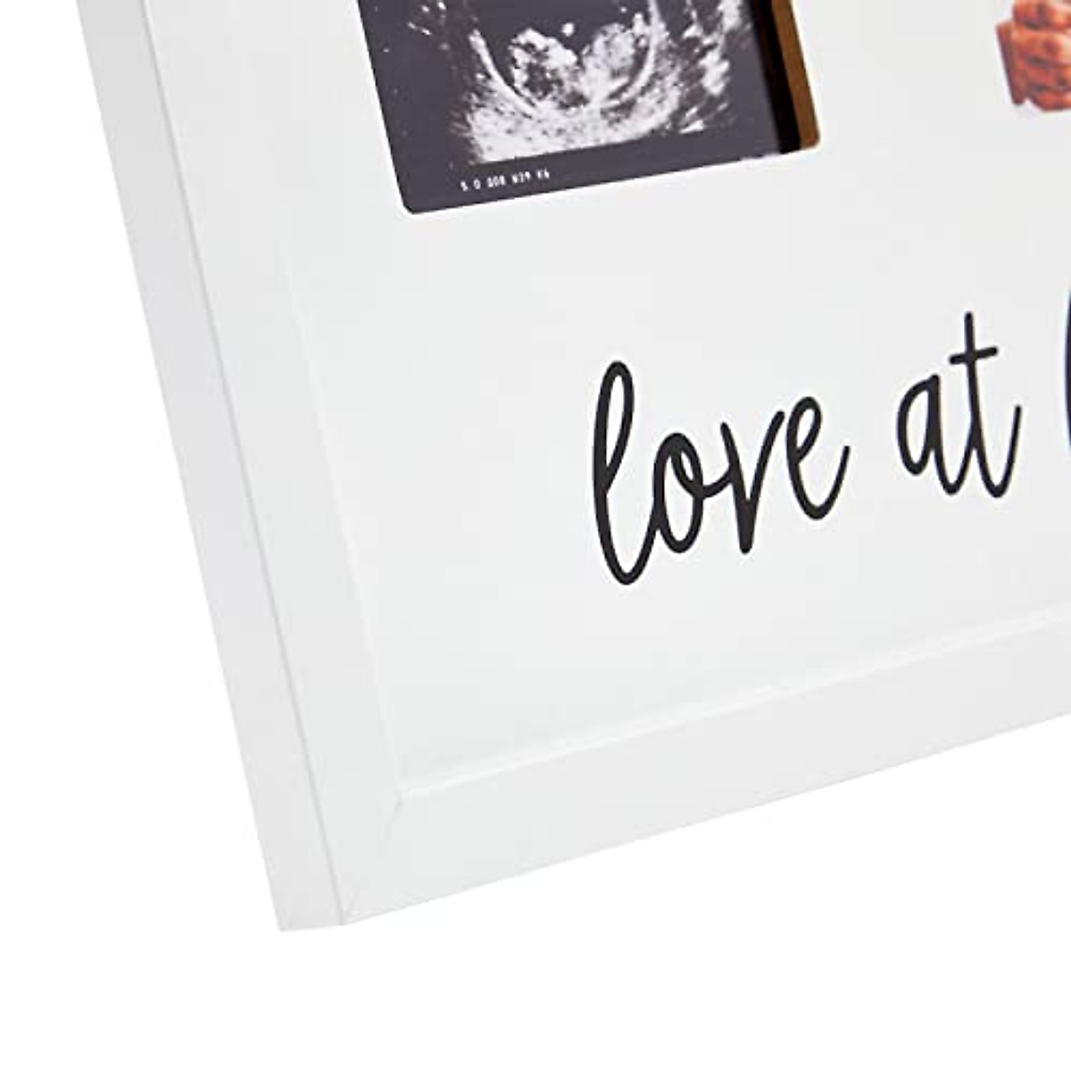 Juvale Baby Sonogram Picture Frame for 3 Ultrasound Photos, Love at First Heartbeat (17 x 7.5 x 0.5 In, White)