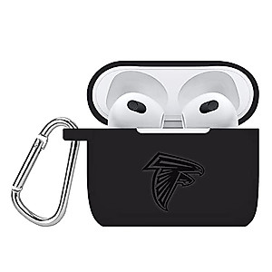 GAME TIME Atlanta Falcons Engraved Silicone Case Cover Compatible with Apple AirPods Gen 3 (Black)