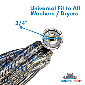 LONG Steam Dryer Hose Install Kit (12 FT) - OCTAGON Connections for Easy & Secure Tightening - Universal Fit to All Steam Dryers - Stainless Steel - Burst Proof Steam Dryer Water Line