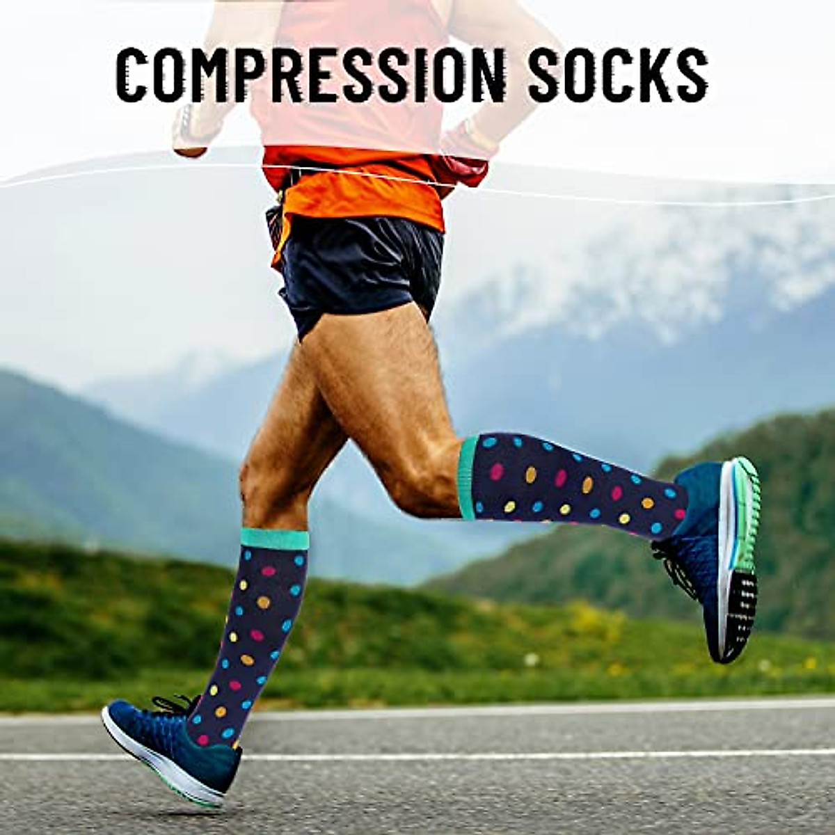 American Trends Plus Size Compression Socks for Women Circulation-Best Support for Sport Running Cycling Athletic 1 Pair Polka-Dot 4XL