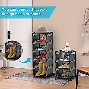 isightguard Narrow Shoe Rack, 10 Tier Vertical Shoe Rack for Closet Entryway Tall Slim Shoe Rack for Small Spaces Shinky Shoe Organizer Space Saving Corner Shoe Shelf Shoe Tower