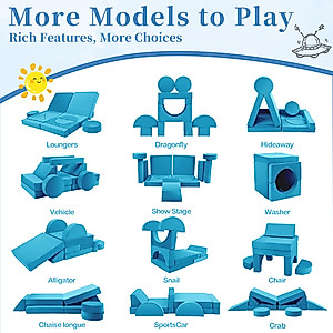 Edbuosy Toddler Couch Kids Sofa Modular - 18pcs Children Couches Building Fort, Convertible Foam Playing Cushion Creative Playroom Floor Furniture for Baby 1-3 to Teen Sofa and Play Set