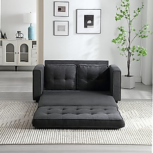 Eafurn Upgraded Convertible Sofa Bed Futon Couches, Button Tufted Velvet Folding Sleeper Loveseat Lounge Chaise, Foldable Floor Gaming Sofa&Couches for Living Room Office Small Places