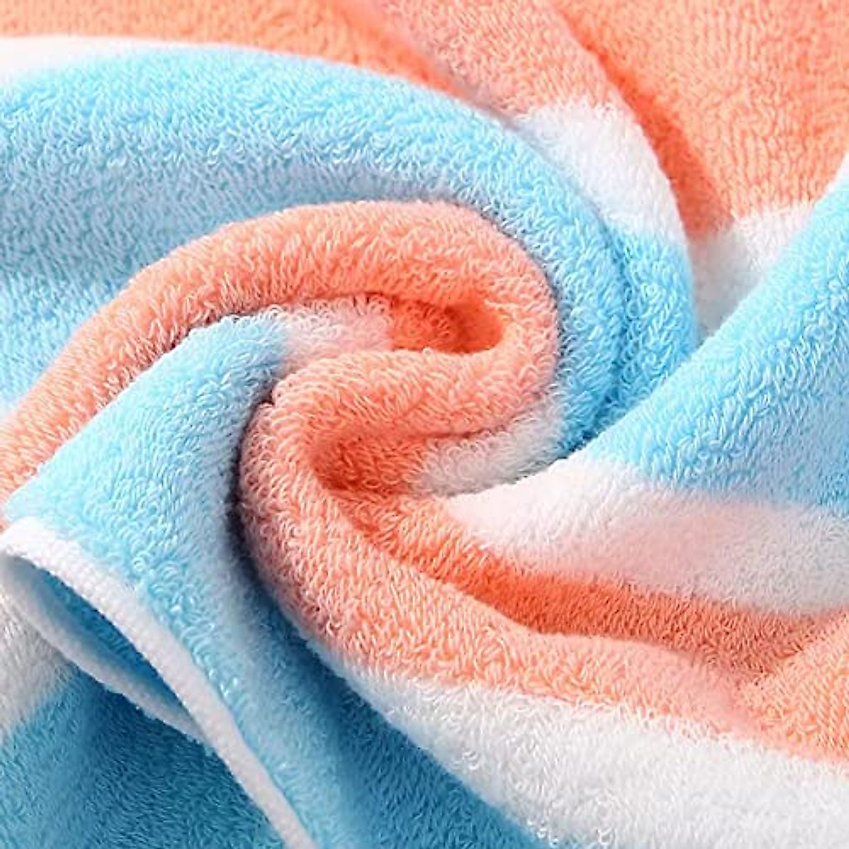 PUPOPIK 100% Cotton Bath Hand Towels, Fashion Striped Face Towel, Highly Absorbent Soft Luxury Towel for Bathroom,Set of 2, 14 x 30 Inch (Blue-Pink Stripe)