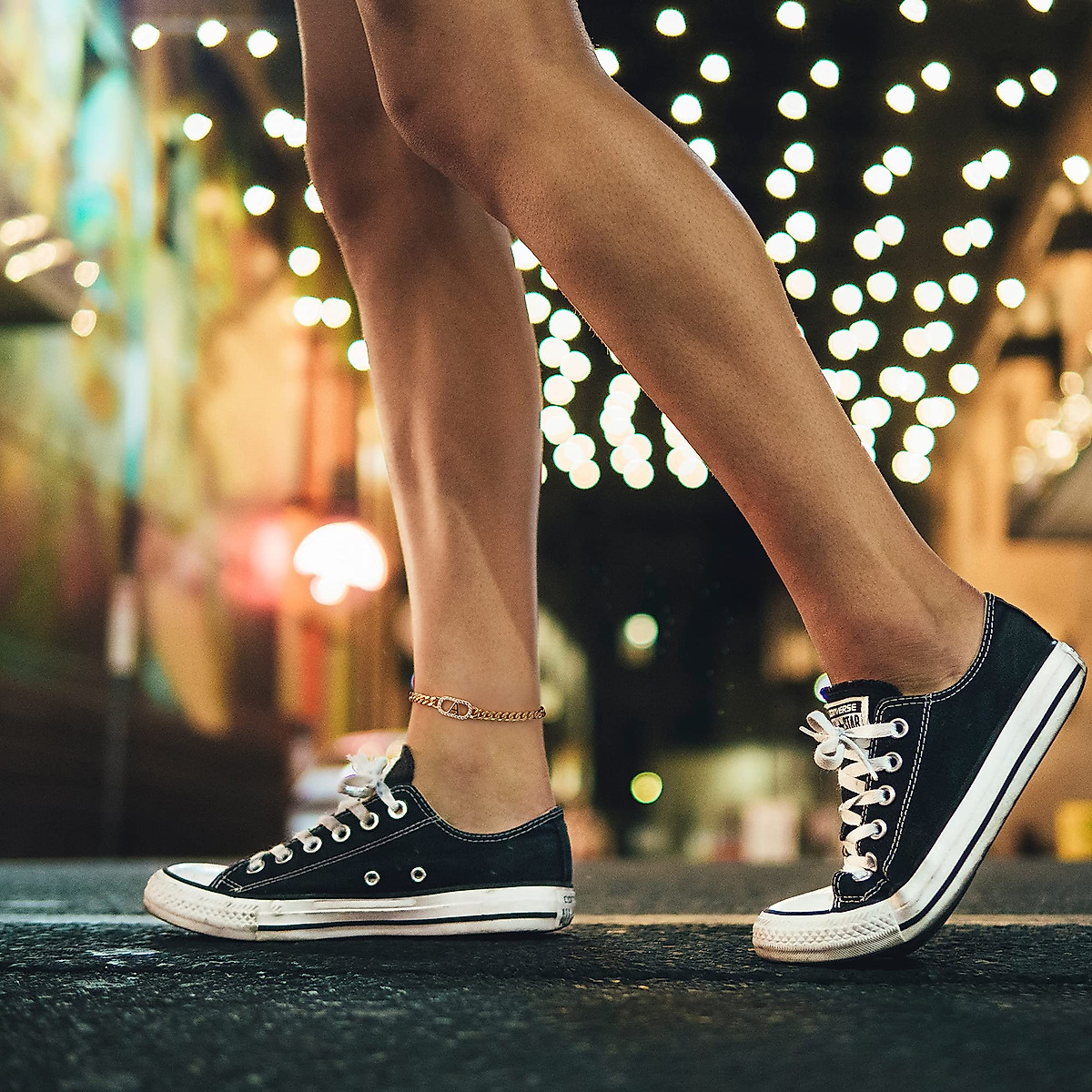 IEFWELL Gold Initial Anklets for Women, Danity Gold Ankle Bracelets Cuban Link Anklets for Women Initial Anklet for Women Anklets with Initials B