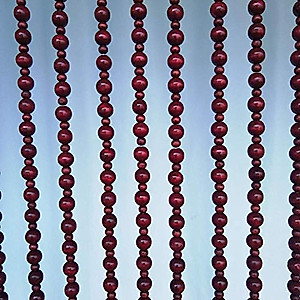 OKUOKA 21/23 Strands Beaded Door Curtains for Doorways Wood Bead String Curtain for Room Dividers Home Entrance Screen Handmade Red Wine, Size Customizable (Size : 23 Strands-60x195cm)