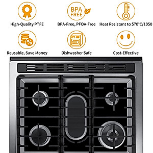 Stove Burner Covers Gas Stove Protectors for Samsung LG Gas Range, Reusable Gas Stove Covers, Non-Stick Washable Stove Liner, Stove Covers Heat Resistant Protectors for Kitchen/Cooking (0.4mm, 2Pack)