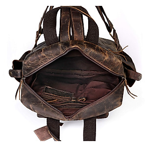 Ruzioon Vintage Buffalo Leather Backpack Multi Pockets Travel Bag for Men/Women