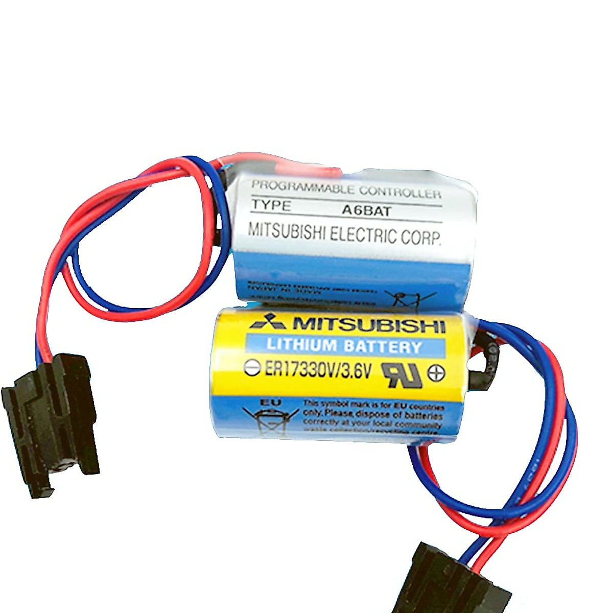 DSONE 2PCS MR-BAT ER17330V3.6V 1700mAh PLC Battery with Plug for FANUC CNC System, BLUE