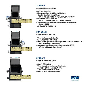 B&W Trailer Hitches MultiPro Tow & Stow - Fits 2.5" Receiver, Dual Ball (2" x 2-5/16"), 7" Drop, 14,500 GTW -TS20066BMP