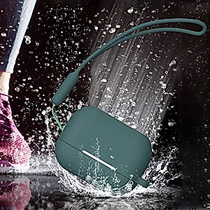 Matekxy 2022 AirPods Pro 2nd Generation Case with Silicone Lanyard, Full Protection Shockproof and Dustproof Portable Cover with Keychain, Support Apple AirPods Wireless Charging - Pine Green