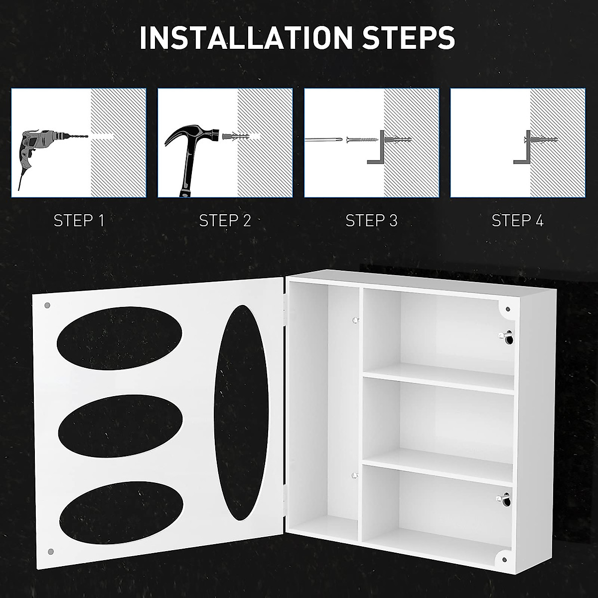 Egchi 4 Holes Ziplock Bag Storage Organizer, Acrylic Kitchen Drawer Baggie Box for Ziploc, Solimo, Hefty, Glad, Compatible with Gallon, Slider Quart, Freezer, Sandwich, Snack, Assorted Size（White）