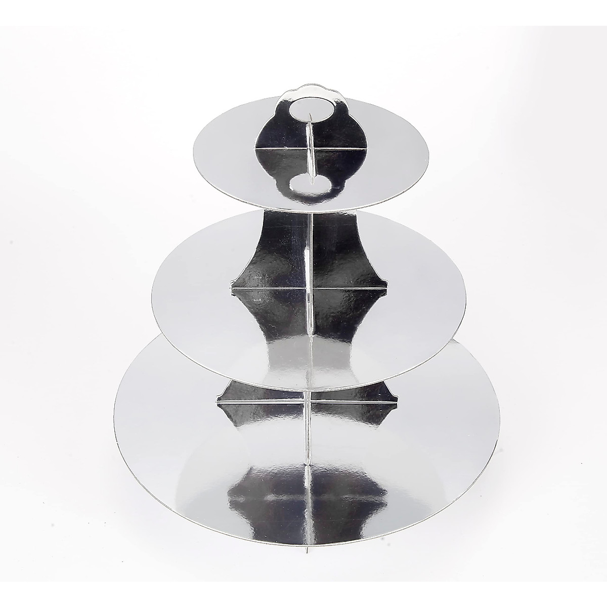 YLDW 3-Tier Cupcake Stand, Sliver Cardboard Cake Stand Holder, Tiered DIY Cupcake Stand Tower for Dessert Table Displays, Birthday Theme Party Favors Decoration, Floral Tea Party, 12" W x 12.8" H