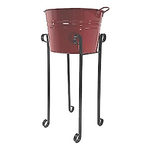 HIT 8020E GC Galvanized Heavy Gauge Steel Beverage Tub with Iron Stand, 13.5 by 30-Inch, Glazed Caramel