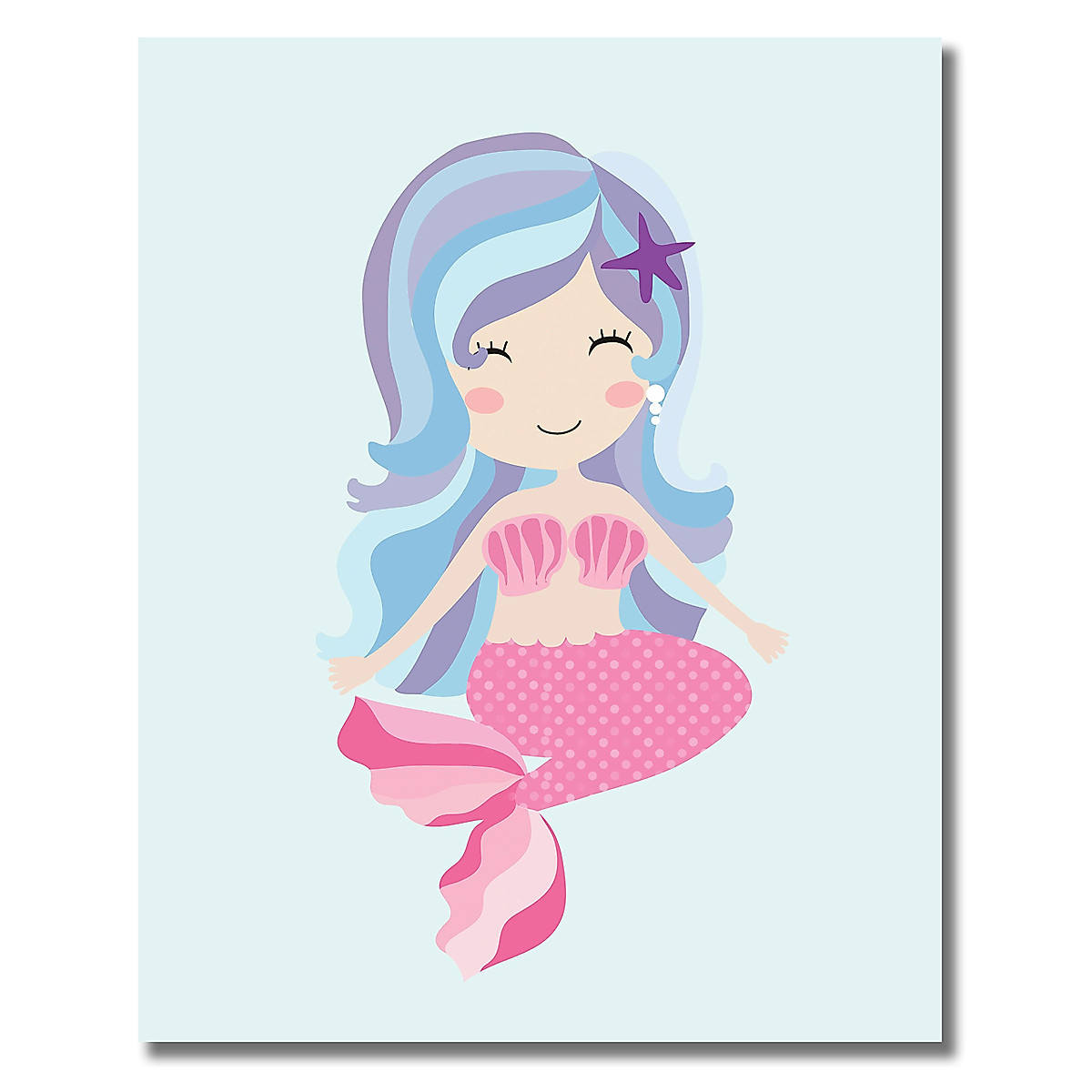 Mermaid Wall Art Prints (8 inches x 10 inches, Blue)