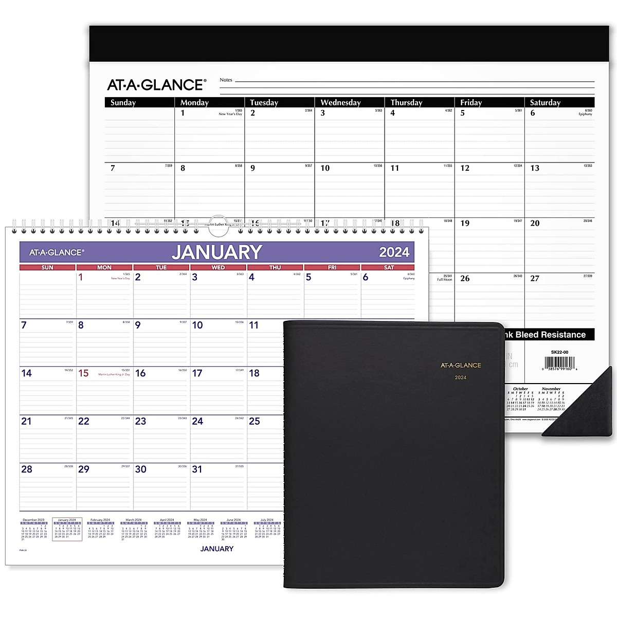 2024 AT-A-GLANCE® Repositionable Horizontal Wall Calendar With Adhesive Backing, 15" x 12", January To December 2024, PM15RP28