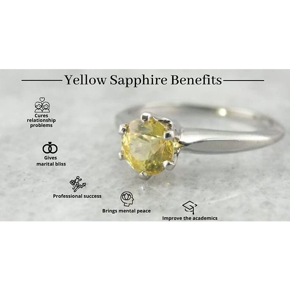LMDPRAJAPATIS 5.00 Carat Unheated AA+ Quality Natural Yellow Sapphire Pukhraj 925 Sterling Silver Ring for Men And women