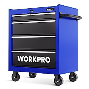 WORKPRO 4-Drawer Tool Chest, 26-Inch Rolling Metal Tool Storage Cabinet With Casters, Locking System, Drawer Liner, 450 lbs Load Capacity, for DIY Projects, Home Improvement, Auto Mechanics