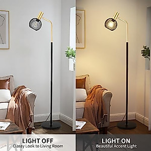 Duheypo Industrial Floor Lamp, Standing Lamp Farmhouse Floor Lamp with Foot Switch, Rustic Floor Lamps for Living Room Bedroom Office Dining Room, Black