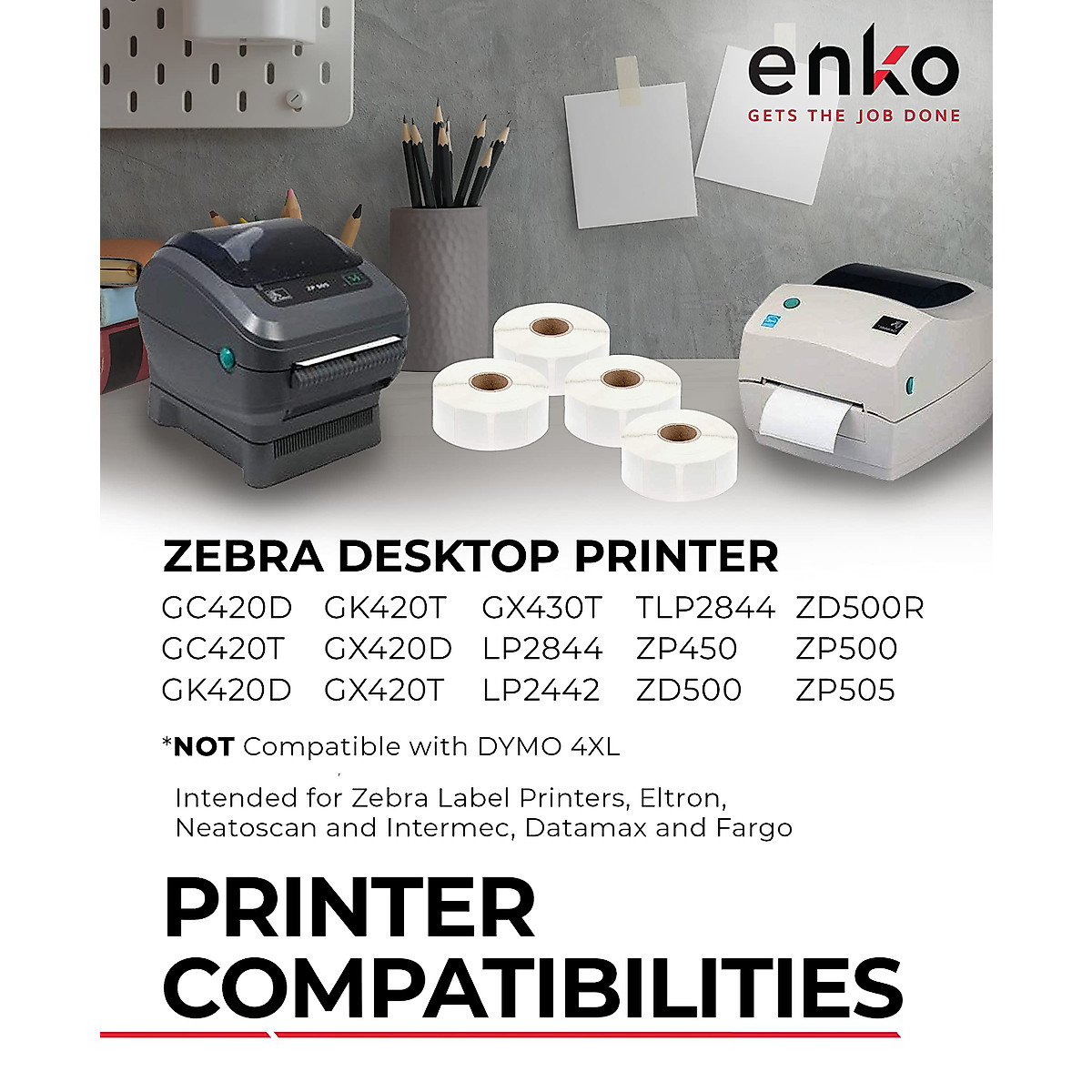 enKo 1.5 x 1 Inch Direct Thermal Labels (6 Rolls, 3120 Labels) Adhesive 1-1/2 x 1 Labels (1 in Core) Use as Barcode Labels, Address & Book Spine Labels - Compatible with Zebra Rollo Label Printer