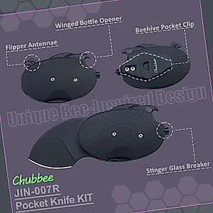 JIN Chubbee Small Folding Knife, 1.5" D2 Blade DIY Knife Kit, Cool Pocket Knife for Mens Gifts Black G10 Handle EDC for Camping, Hiking