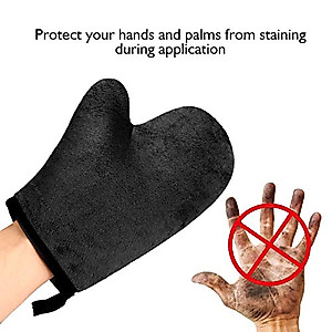 Self Tanning Mitt Tan Mitt Tanning Mitt Applicator with Thumb and Face Applicator Mitt Washable Reusable Sunless Tanner Mitt Tools Set for Mousse, Lotion, Spray and Oil（Black）