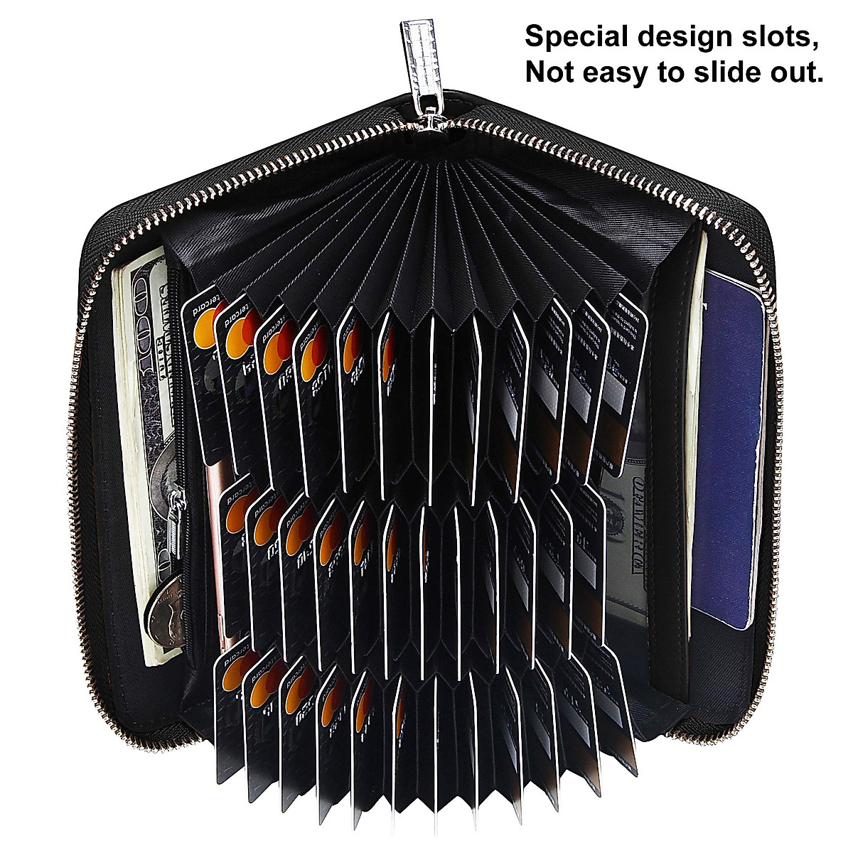 Large Capacity Credit Card Wallet - Leather Secure RFID Wallet for Women 36 Slots