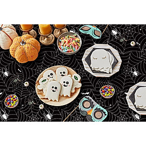 Halloween Tablecloth 3pcs Black Spider Web Tablecloth Halloween Party Decorations Supplies Rectangular Spider Cobweb Plastic Table Cover for Halloween Baby Shower, Birthday Decorations - 54" x 108"