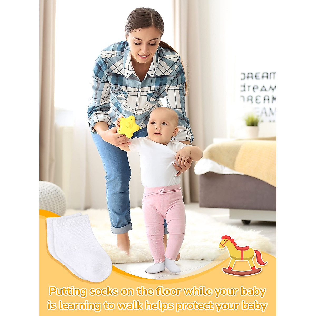 Jecery 50 Pairs Baby Cotton Socks Bulk Newborn Ankle Socks Unisex Baby Socks Stretch Socks for Baby Boys Girls,0-6 Months