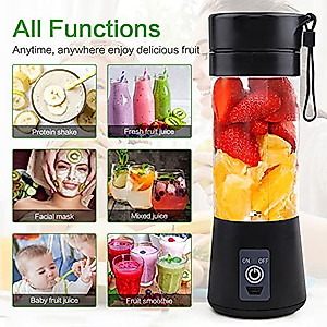 Portable Personal Mini Smoothie Blender: Single Small Size Fruit Juice Blender USB Rechargeable Shake Smoothies Mixer Battery Operated Individual Juicer Cup for Travel Camping Outdoor - Pink