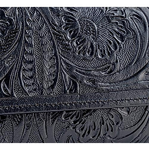 Mauzari Geneva Women's Tooled Leather Wallet (Obsidian)