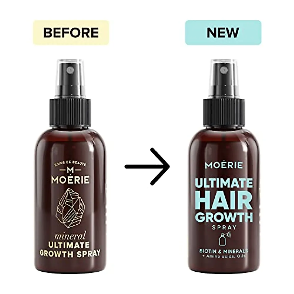 Moerie Ultimate Hair Growth Spray – For Longer, Thicker, Fuller Hair - with Biotin & Caffeine - Hair Growth Products – Paraben Free Growth Serum – All Hair Types – Reverse Hair Loss - for Women & Men