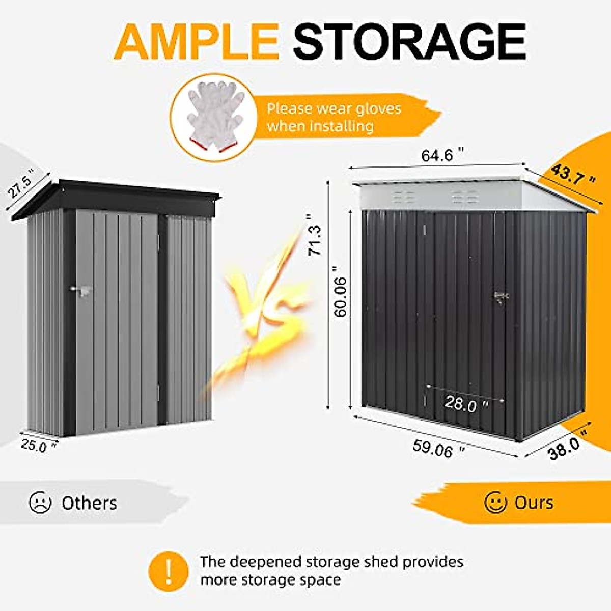 Shintenchi 5x3 FT Outdoor Storage Shed,Waterproof Metal Garden Sheds with Lockable Single Door,Weather Resistant Steel Tool Storage House Shed for Yard,Garden,Patio,Lawn,Dark Grey